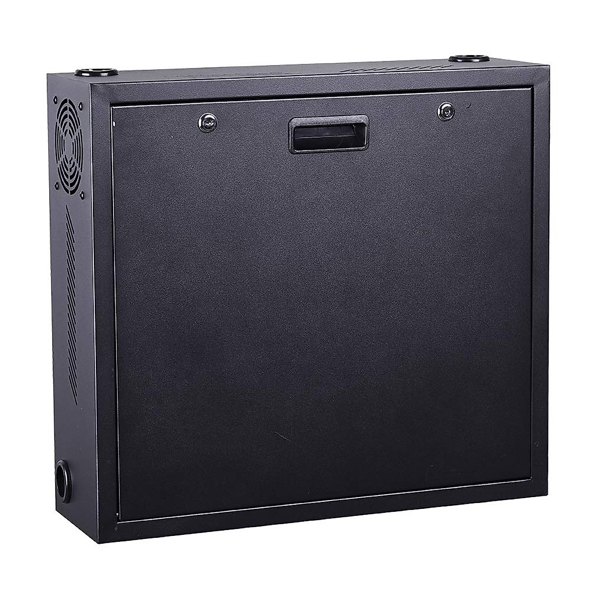 Kenuco Heavy Duty 16 Gauge Steel DVR Security Lockbox with Fan and Swing Open Top (18'' x 18'' x 5'' Black)