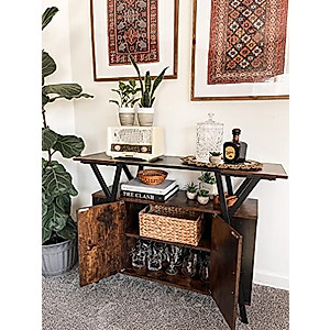 Bestier Kitchen Island with Storage Cabinet, Coffee Bar Cabinet Buffet Table Kitchen Sideboard with Adjustable Shelves for Dinning Room Living Room Entryway Hallway, Rustic Brown