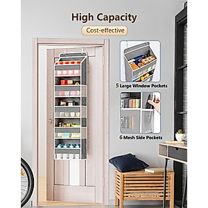 Oterri 5 Tier Over The Door Organizers,Door Hanging Organizer with 11 Pockets,Sag-Proof Versatile Hanging Storage for Baby Essentials,Towels,Cosmetics,Kitchen Supplies and Toys,Grey