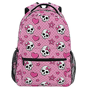 MNSRUU Student Travel School Backpack Pink Skull Girl College Laptop Backpacks Business iPad Tablet Computer Bookbags for Adult Teen One Size