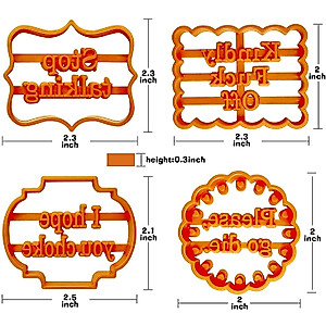 4PCS Funny Cookie Moulds Rude Cookie Molds for Baking,Cookie Molds with Good Wishes Cookie Molds with Rude Sayings Cuss Words, Cookie Cutters Form with Fun and Irreverent Phrases
