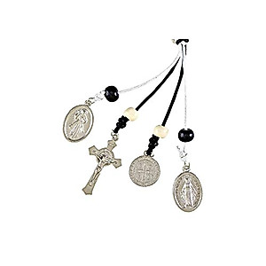 Saint Benedict Door Hanger with Medals, Bless This Home Wall Decorations, Housewarming Gift Ideas, 6.5 Inches