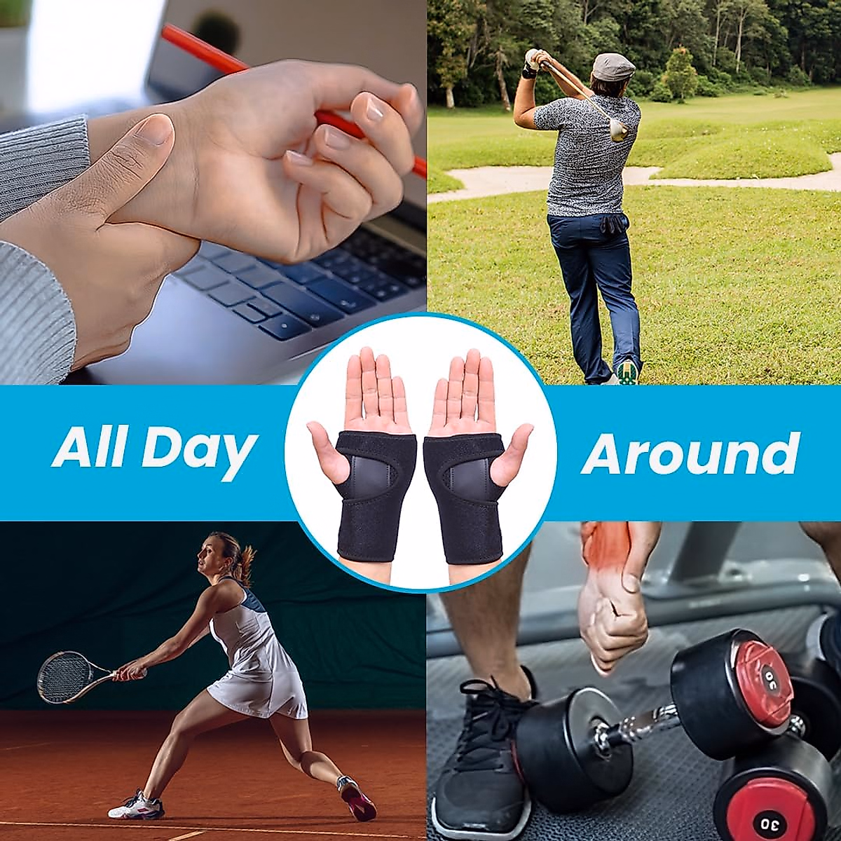 Hotcakes Wrist Supports (2PCS) for Carpal Tunnel Syndrome, Arthritis and Tendonitis – Breathable Hand and Wrist Brace Provides Wrist Splint for Joint Pain