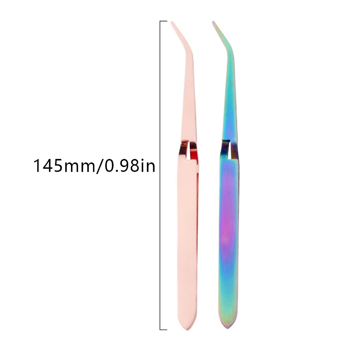 Jualyue Nail Art Tweezers Set Stainless Steel Tip C Curve Pinchers Sculpture Clip Manicure Pointed Slant Tool for Nail Art 2pcs, Curved Nail Tweezers, Nail Tweezers Nipper, Nail Tweezers