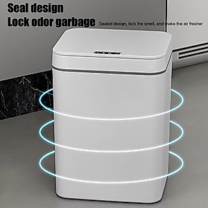 Generic Automatic Trash Can,4.2Gallon Self-Sealing and Self-Changing Smart Trash Can, Rechargeable Touchless Motion Sensor Trash Bin with lid for Bathroom Kitchen Office Bedroom (White, 16L)