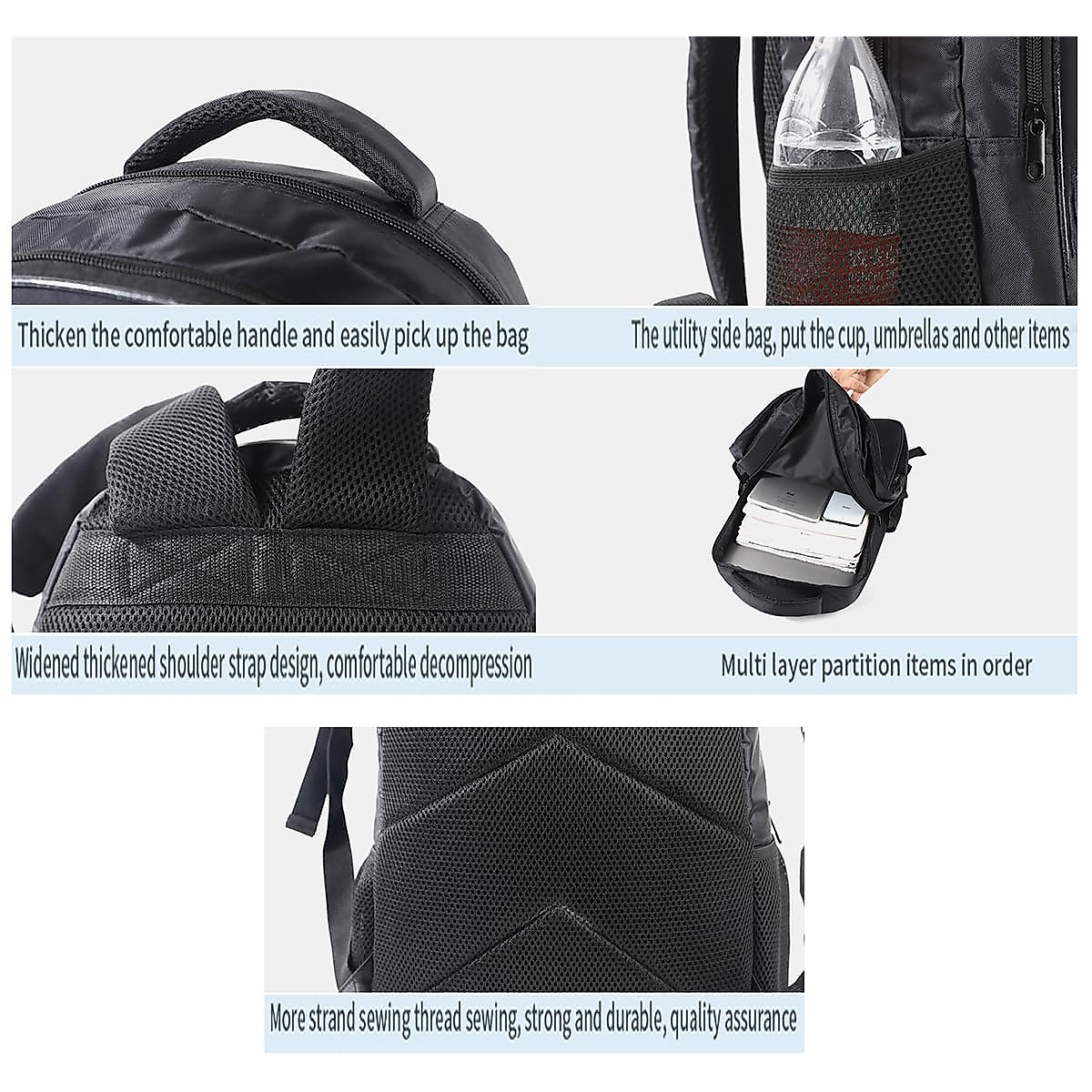 AHHXQQN African girl three piece backpack set cute black girl backpack suitable for teenage female students 16 inches