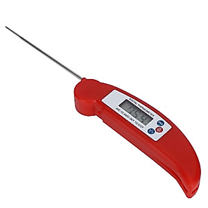 Digital Meat Thermometer, Portable Folding Food Thermometer, LCD Digital Instant Read Food Thermometer for Kitchen, Cooking, BBQ (Red)