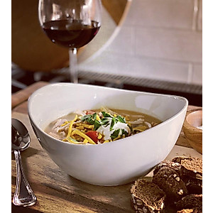 Partito Bella Stackable Porcelain Bowl Set - White Large and Medium Serving Bowls for Cereal, Soup, Noodles or Ice Cream - Made of Pro-Grade Porcelain for Easy Clean Up