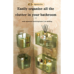 Set Of 2 Storage Organizer Bins Wall Mounted Organizer Basket, Shower Caddy Stackable Clear Plastic Makeup Organizer Adhesive Hanging Bin for Bathroom, Kitchen, Cabinet, Pantry, BPA Free, Large, Clear