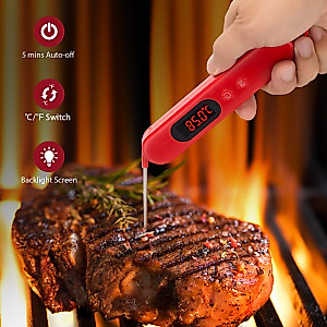 LIANGDU Digital Food Thermometer, Instant Read Meat Thermometer Kitchen Cooking Grilling BBQ Candy with Backlight and Magnet