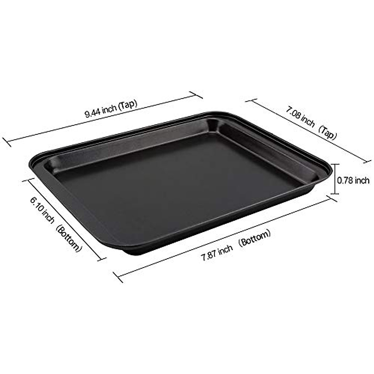 EALEK Small Baking Sheet 2 Pack 9.5 x 7 Inch, FDA Nonstick Toaster Oven Tray, Dark Grey, Small Cookie Sheet for 1 or 2 Person