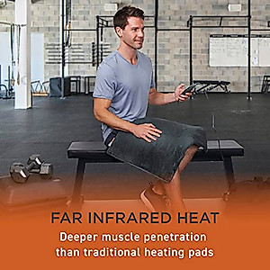 Pure Enrichment® PureRelief™ Pro Far Infrared Ultra-Wide Heating Pad - Deeper Muscle Relief for Back, Neck, Shoulder, & Knee Pain in Athletes, 4 Heat Settings, Dry/Moist Heat, 20” x 24” Wide Size