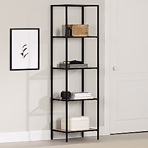 South Shore City Life 4-Shelf Narrow Bookcase, Pure Black