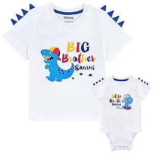 WAWSAM Big Brother Little Brother Matching Outfits Big Bro Little Bro Sibling Shirt Set Dinosaur Matching Outfit Gifts Included Big Bro. T Shirt Lil Bro Bodysuit Set