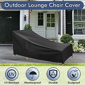 Richwon Chaise Lounge Covers Outdoor Waterproof, Heavy Duty Patio Furniture Covers, Outdoor Furniture Covers Pool Lounge Chair Cover Fits up to 78L x 34W x 32H inches, 2 Pack, Black