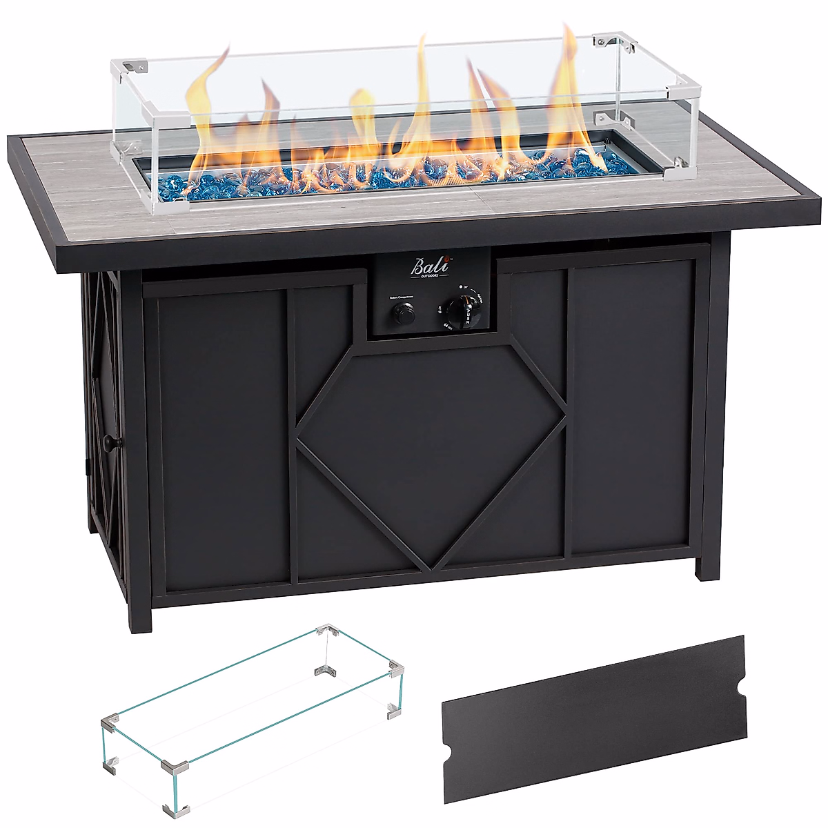 BALI OUTDOORS Propane Fire Pit Table, 42 inch 60,000 BTU Gas FirePit ...