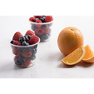 Comfy Package [5.5 oz. - 100 Count Clear Disposable Plastic Portion Cups with Lids - Soufflé Cups, Jello Shot Cups With Lids, Clear Plastic Containers With Lids