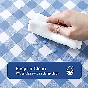 Romanstile Rectangle Vinyl PVC Tablecloth, 100% Waterproof Buffalo Plaid Plastic Table Cloth, Oil Proof Heavy Duty Wipeable Table Covers for Dining/Camping/Picnic/Outdoor - 54 x 78, Light Blue