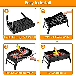 Portable Charcoal Grill, BBQ Small Foldable Barbecue Charcoal Grill for Outdoor Cooking Camping Picnics 17' x 11' x 10'