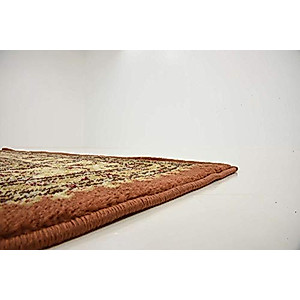 Unique Loom Voyage Collection Traditional Oriental Classic Intricate Design Area Rug, 4 ft 0 in x 4 ft 0 in, Terracotta/Ivory