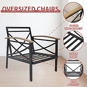 VARVIND 3 Pcs Outdoor Patio Furniture Set,Patio Conversation Sofa Set with Side Table,All Weather Patio Bistro Set,Outdoor Porch Chairs with Cushion for Garden,Backyard,Lawn,Poolside(Red)