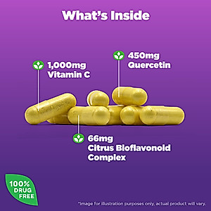 Natrol Quercetin Complex, Dietary Supplement for Immune Health, Quercetin Supplements with Vitamin C and Citrus Bioflavonoids, 50 Capsules, Up to a 25 Day Supply