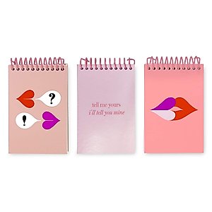 Kate Spade New York Pink Mini Spiral Notepad Set of 3, Heart Lips