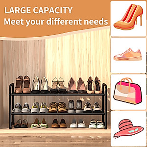 GEORIS Stackable 2-Tier Shoe Rack, Space-Saving Shoe Shelf Organizer for Closet, Entryway, Hallway, Bronze
