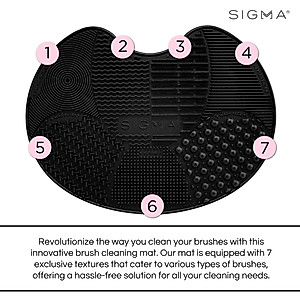Sigma Beauty Makeup Brush Cleaner Mat – Sigma Spa Express Silicone Makeup Brush Cleaning Mat with Suction Cups for Cleaning Makeup Brushes, Compact Design Fit for Any Travel Makeup Kit (Black)