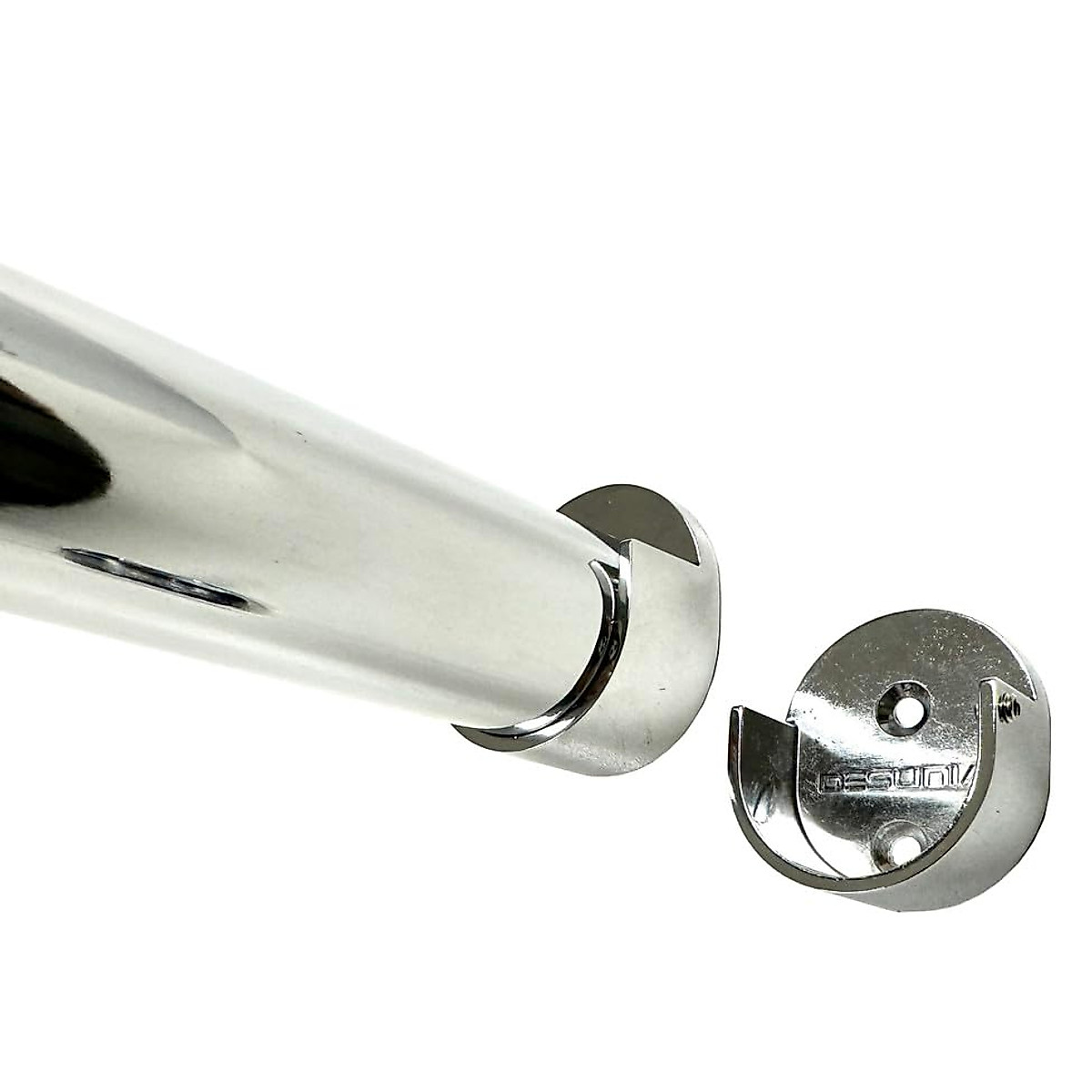 48" HEAVY DUTY Round Closet Rod w/Matching Support Flanges | 32mm Diameter | Polished Chrome Clothes Pole | 1 Rod