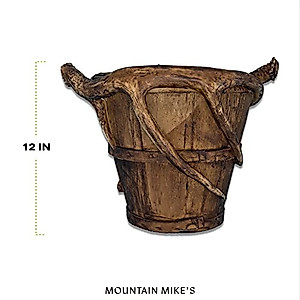 Mountain Mike’s - Rustic Well Bucket Waste Basket with Replicated Deer Antler Handle - Bathroom Trash Can - Rustic Home Decor Inspired by The Outdoors (12 x 12 in)