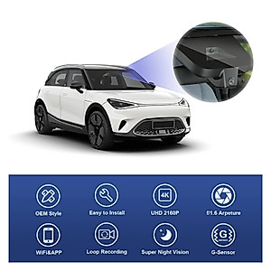 Fitcamx Dash Cam 4K Compatible with Car Dashcam Compatible with Smart #1 2022 2023 (Color : Black, Size : 4K Front Cam 64GB)