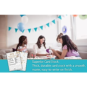 Baby Predictions & Advice Baby Shower, Elephant Neutral Newborn Guessing Game, New Parent Message Advice Book Mommy Daddy to Be Keepsake Party Favor Supplies Decoration -30 Game Cards(bb007-yx17)