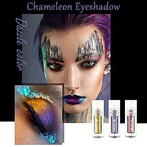 Domality Chameleon Eyeshadow Liquid Set, 3pcs Intense Color Shifting Multichrome Eyeshadow, Highly Pigment Metallic Long Lasting Quick-Drying No Creasing Eye Makeup