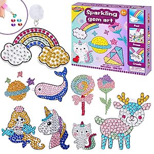 Sense&Play Gem Art Kits for Kids Ages 8-12, 5D Big Gem Diamond Painting Suncatchers and Stickers Kits, Art and Crafts with Keychains for Girls&Boys Christmas Gift Ages6-7-8-9-10-11-12