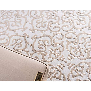 Unique Loom Rushmore Collection Area Rug - Johnson (5' 1" x 8' Rectangle, Snow White/ Beige)