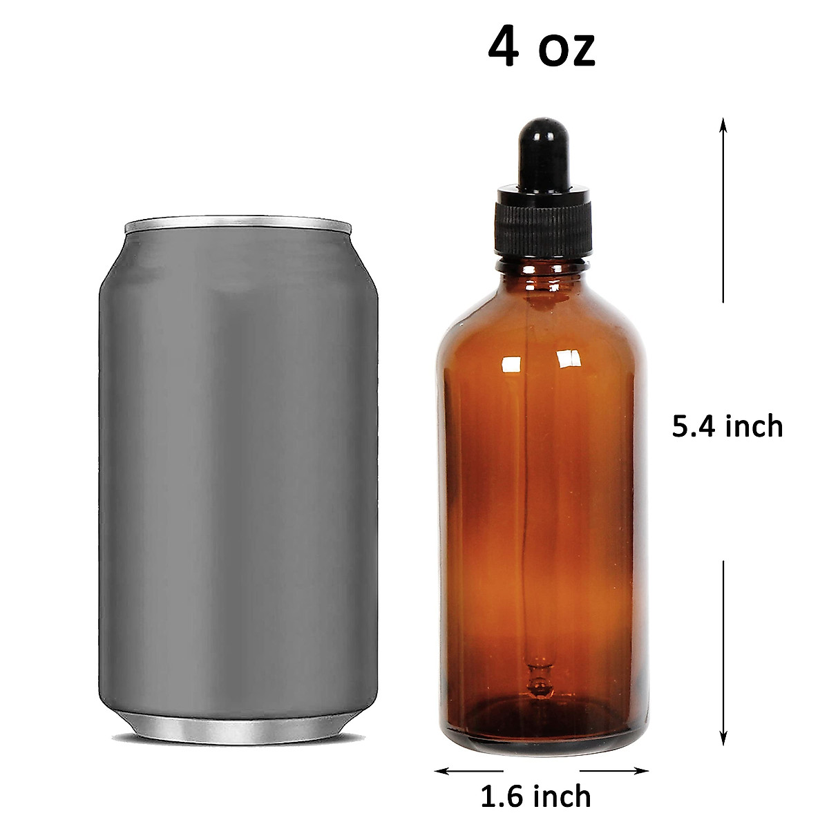 Youngever 16 Pack 4 Ounce Glass Dropper Bottles for Essential Oil, 2 Stainless Steel Mini Funnels (Amber)