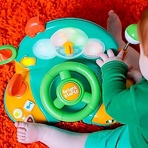 Bright Starts Lights and Colors Driver Toy Steering Wheel with Car Sounds for Pretend Play - Green, 6 Months and up