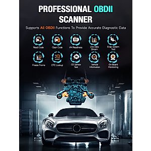 ANCEL AD410 Pro+ 2 in 1 OBD2 Scanner Battery Tester, OBD2 Scanner Diagnostic Tool for Car Check Engine Code Reader Scan Tool & 6V 12V 100-2000 CCA Battery Charging Cranking Test EVAP Live Data