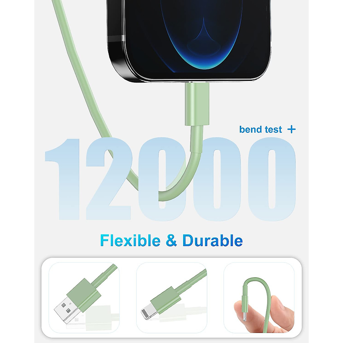 4 Pack [Apple MFi Certified] Apple Charging Cables 6ft, iPhone Chargers Lightning Cable 6 Foot, Fast iPhone Charging Cord for iPhone 14/14Pro/13/13Pro/12/11/11Pro/11Max/ X/XS/XR/XS Max/8, ipad(Green)