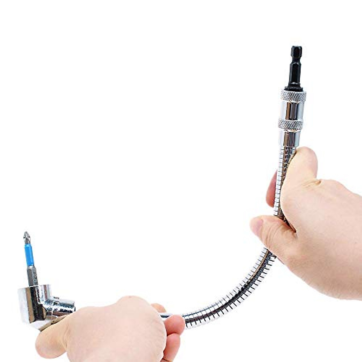 AUTOTOOLHOME Flexible Drill Bit Extension with Right angle Drill Adapter Flex Shaft for Electric Screwdriver Power Impact Drill Magnetic Hex Shank Quick Change 11.5" Long