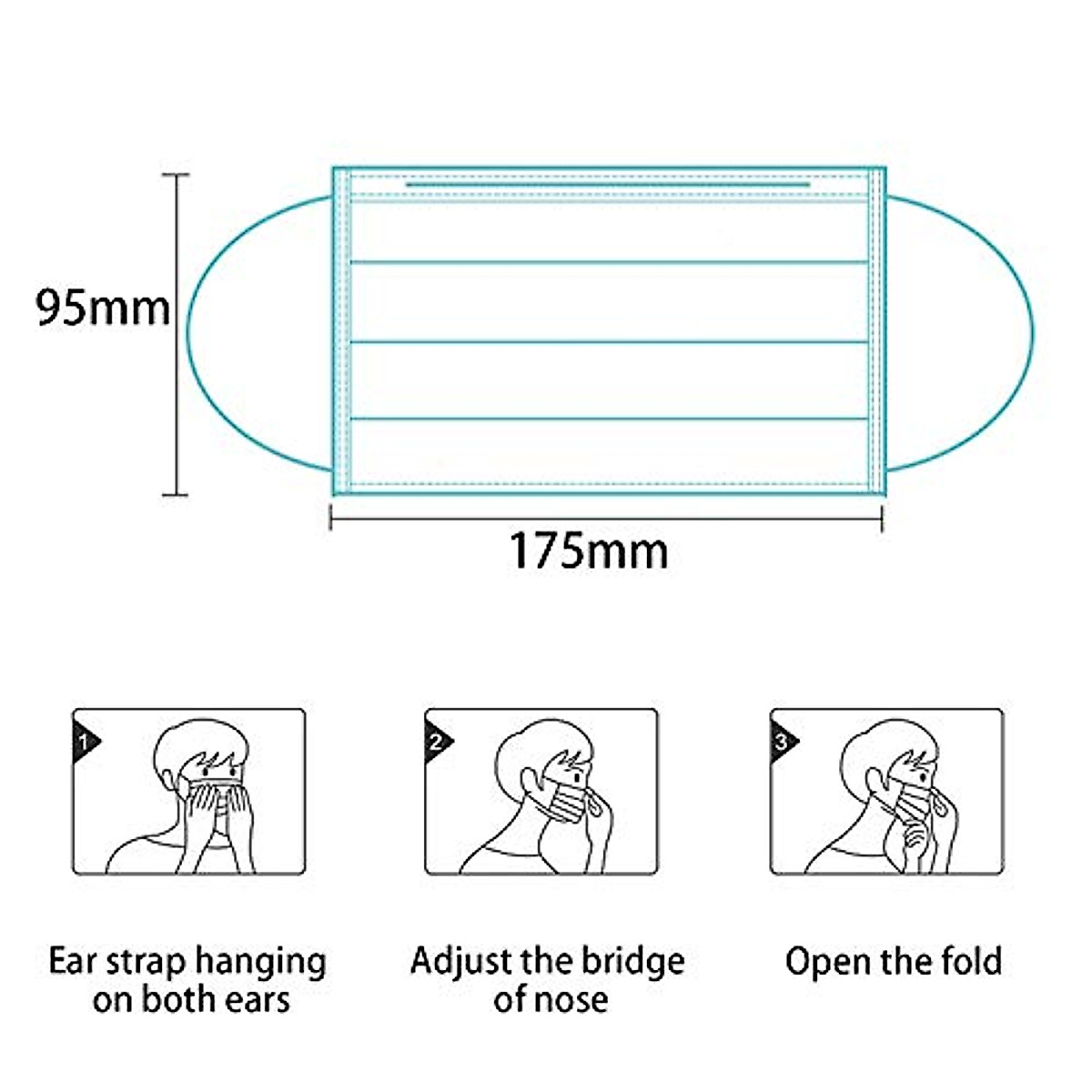 mystcare Individually Wrapped Masks 100 Pack Disposable,Face Mask Protection for Adults 3-Layer Filter Safety Face Masks(100, Black)