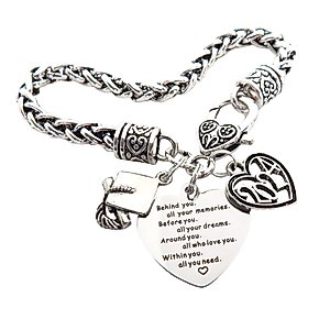 Inspirational Graduation Behind you all your Memories Bracelet for Women 2024 Personalized gift for her High School College Graduation Gifts Senior Graduate Charm Bracelet (2024)