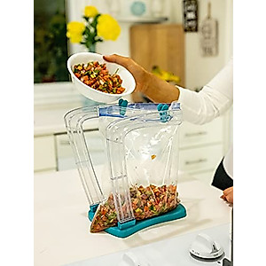 Jokari Jumbo Weight Bearing Clip and Fill Baggy Rack. Sturdy Stand Props Open Plastic Food Storage and Freezer Bags for Hands Free, No Mess Pouring of Leftovers, Meal Prep Ingredients or Snacks