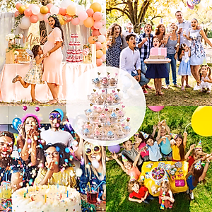 SOQKEEN 4 Tier Acrylic Cupcake Stands for Dessert Table Cupcake Tower for Wedding Birthday Afternoon Tea Theme Party Decoration