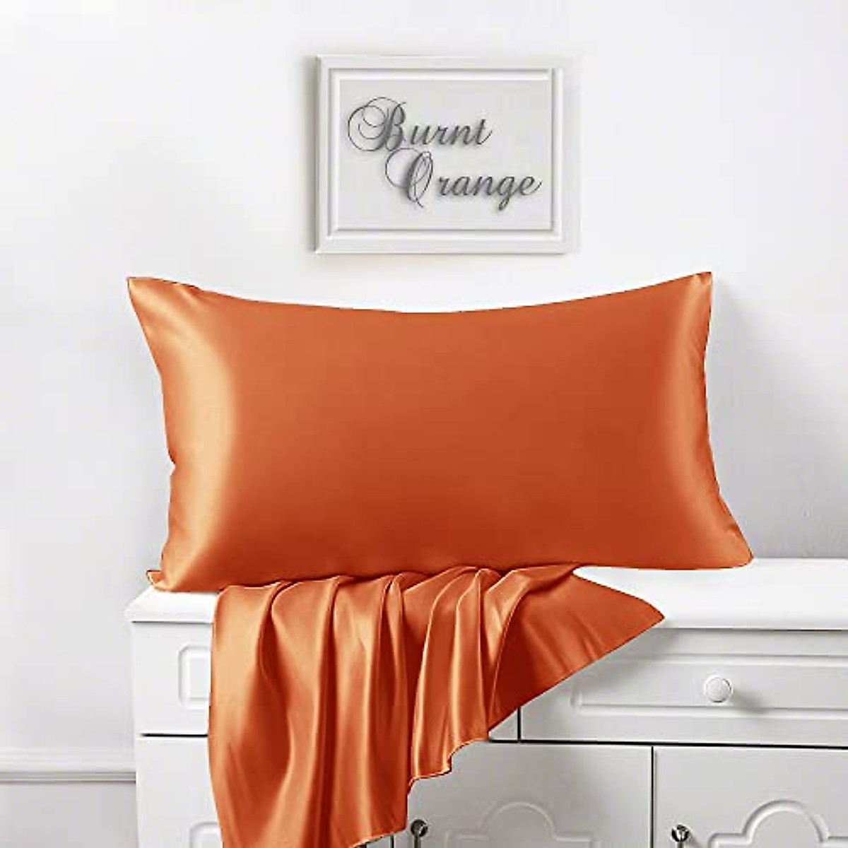 Linenwalas Eucalyptus Tencel Pillowcases Standard Size Organic Cooling Lyocell Silk Pillowcase for Hair and Skin Set 2 Soft Breathable Pillow Case with Envelope Closure (Bright Orange, 20x30 inches)