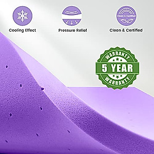 Marsail 3 Inch Gel Memory Foam Mattress Topper for Cooling Sleep, Premium Bed Topper with Non-Slip Removable Soft Cover, CertiPUR-US Certified, Full, White
