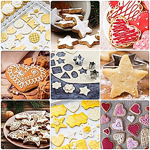Mini shaped biscuit cutters Sets 24pcs Metal Dough Cutters Flower Star Heart Round Geometric Shapes Cutters for Kids Use for Cookies,Biscuit,Pastry Dough,Pie Crust,Fruits Fondant Homemade Baking