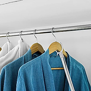 Cabilock Long Reach Pole Closet Pole with Utility Hooks Wardrobe Hook Pole Splicing Pole Hook Balcony Clothing Garment Pole Hook for Clothesline Closet Hanger