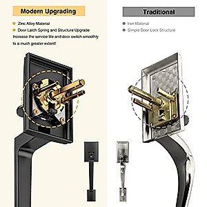 Brightify Oil Bronze Front Door Handle, Oil Bronze Exterior door handle with Door Lever, Modern Front Door Lock Set, Adjustable Deadbolt Lock Set with Single Cylinder, Reversible for Right&Left Handed